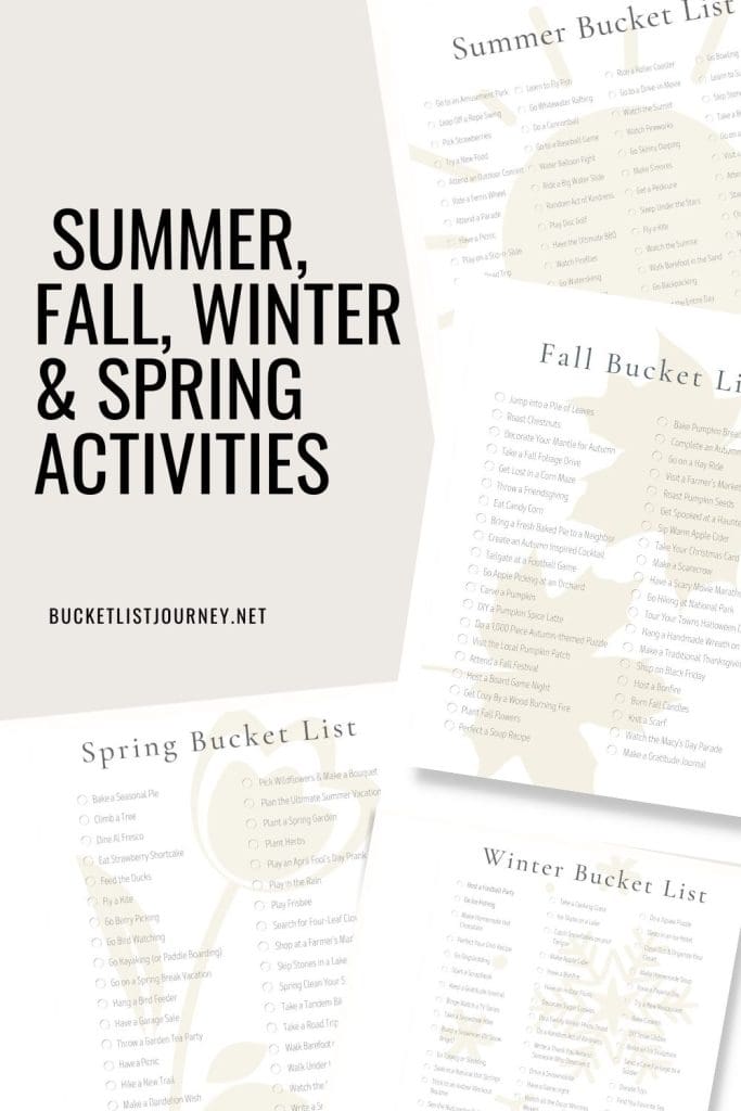 Seasonal Bucket List Printables: Summer, Fall, Winter & Spring