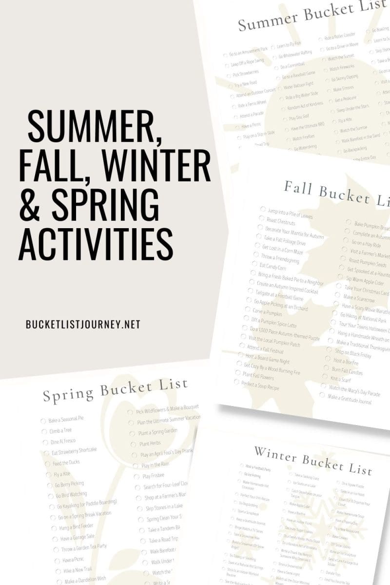 Seasonal Bucket List Printables: Summer, Fall, Winter & Spring