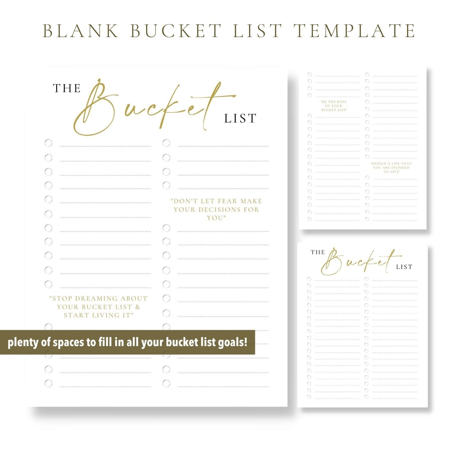 15-Page Bucket List Planner Bundle & Templates (Printable)