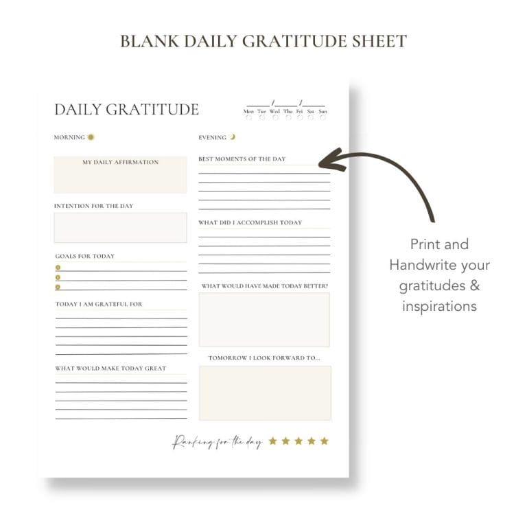 Printable Daily & Weekly Gratitude Journal Worksheet