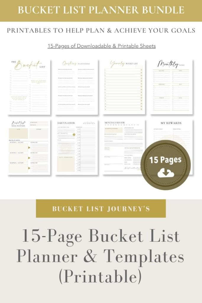 15-Page Bucket List Planner Bundle & Templates (Printable)